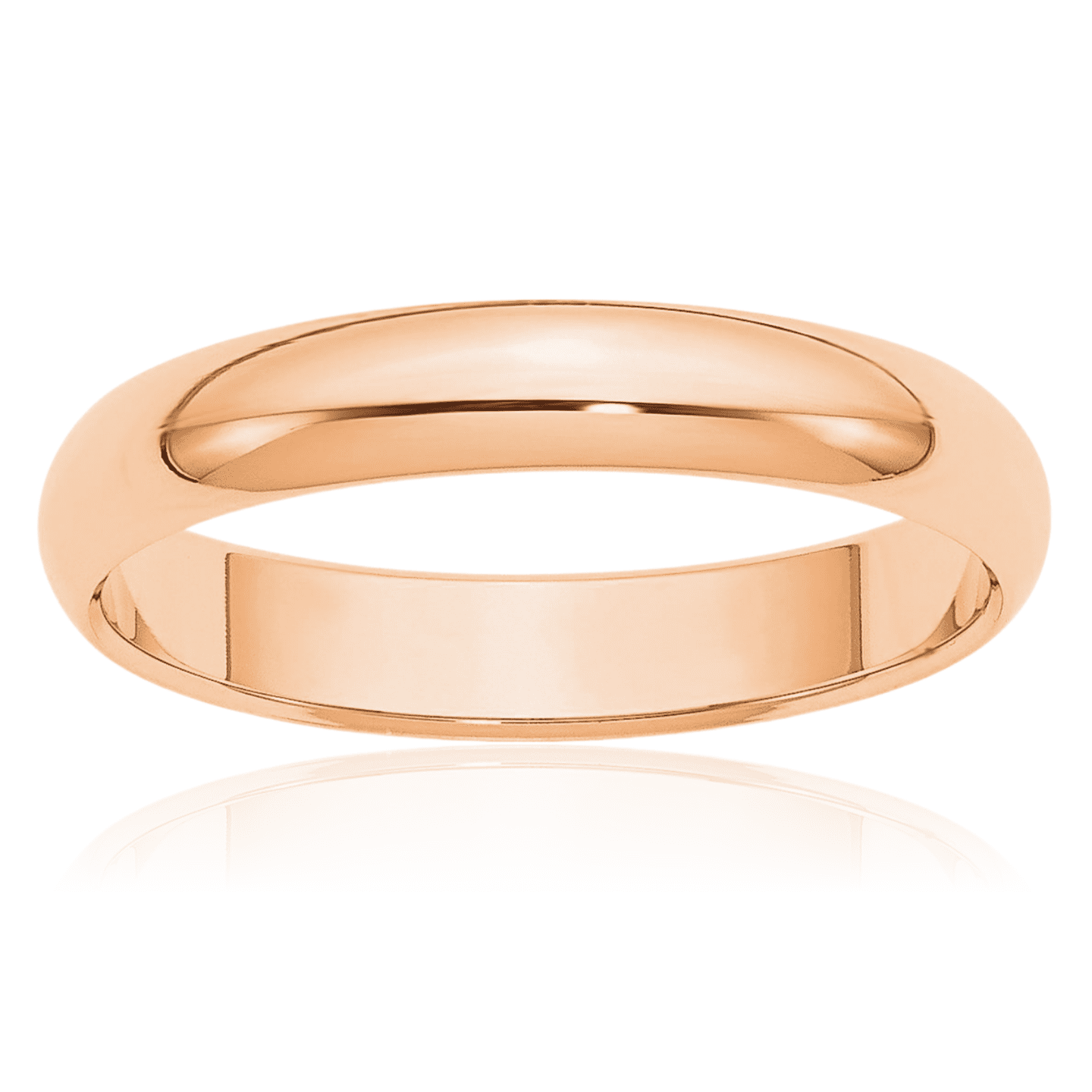 10K Solid Rose Pink Gold 4mm Half Round Plain Classic Wedding Band Ring - Walmart.com