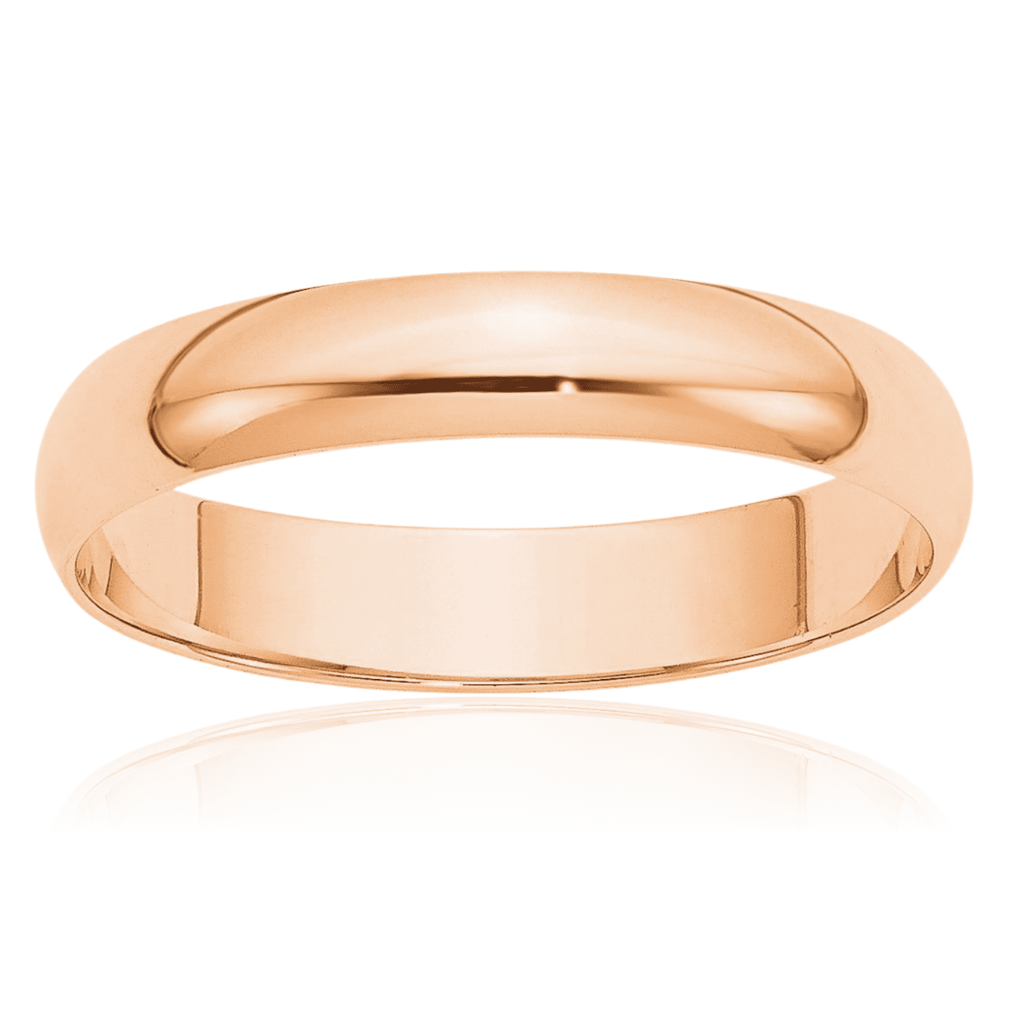 10K Solid Rose Pink Gold 4mm Half Round Plain Classic Wedding Band Ring - Walmart.com