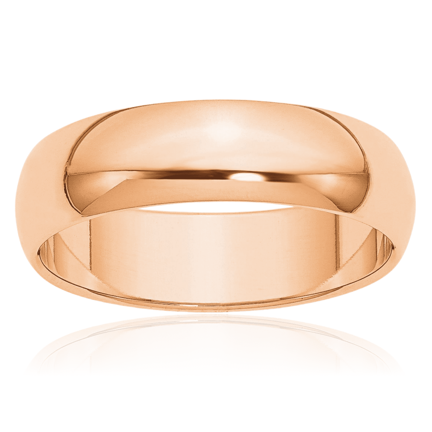 10K Solid Rose Pink Gold 6mm Half Round Plain Classic Wedding Band Ring - Walmart.com