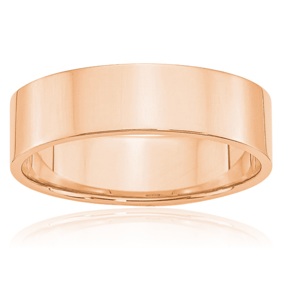10K Solid Rose Pink Gold 6mm Plain Classic Wedding Band Ring - Walmart.com