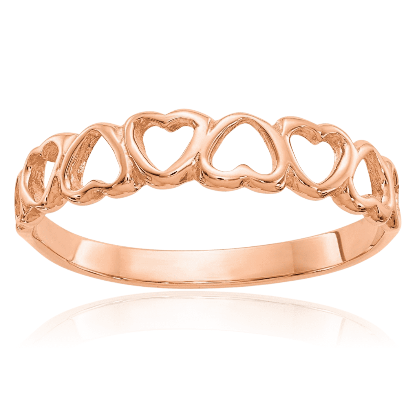 10K Solid Rose Pink Gold Heart Ring Love Band - Walmart.com