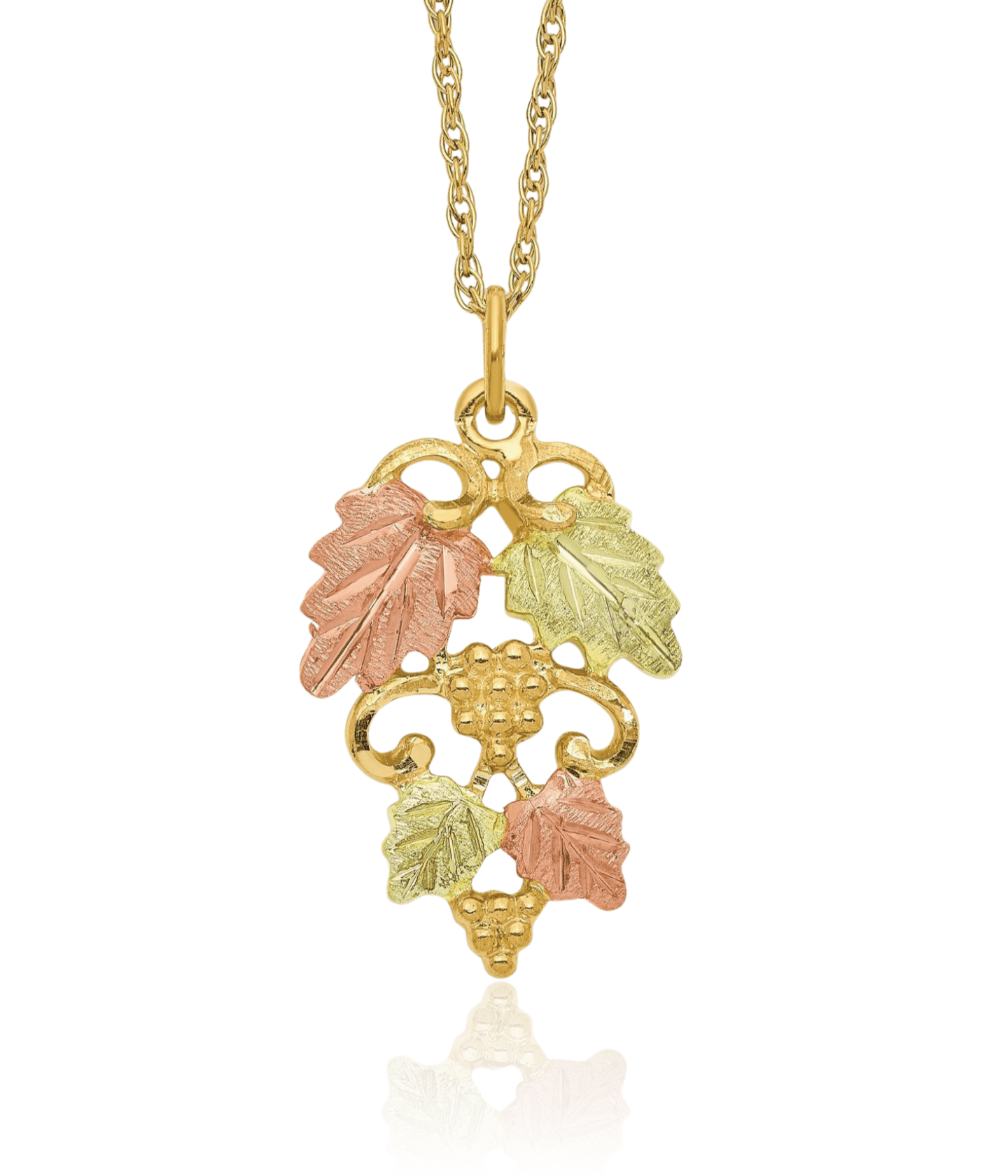 10K Solid Tri Color Pink White Yellow Black Hills Gold Chain Necklace ...