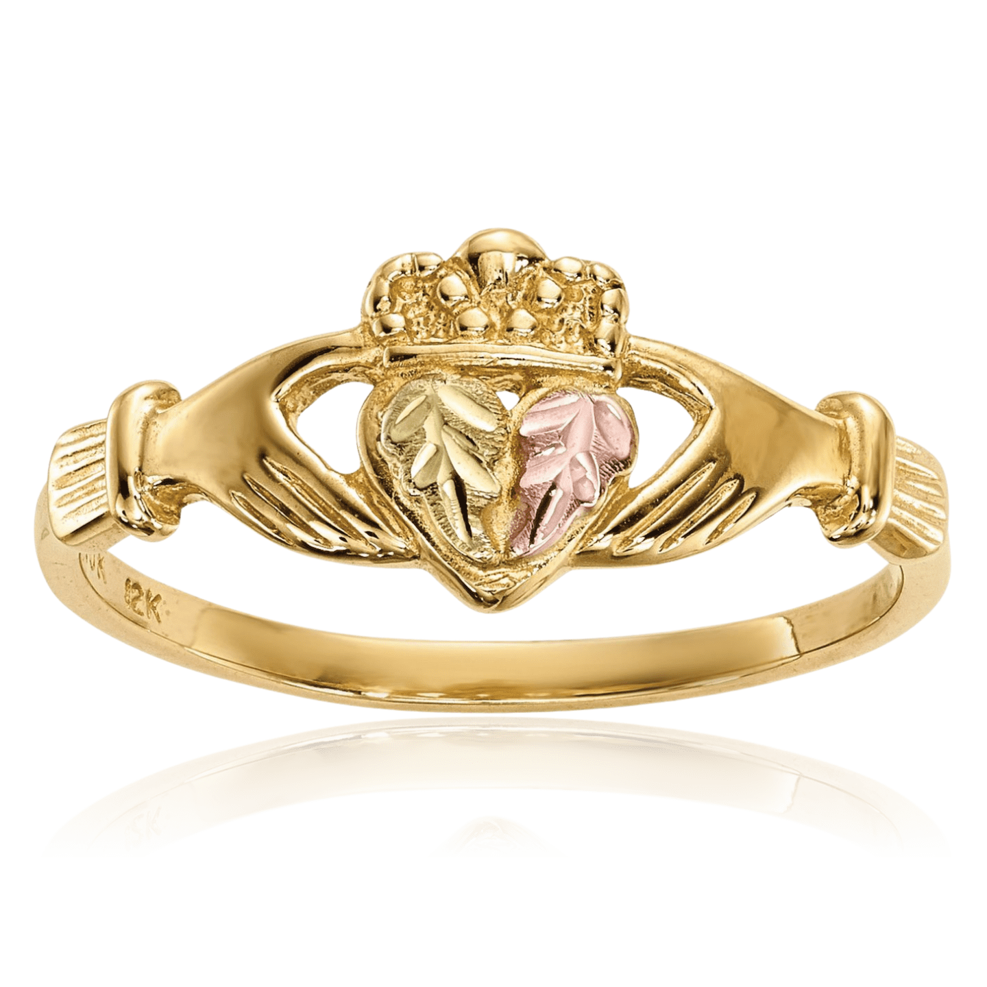 10K Solid Tri Color Pink White Yellow Black Hills Gold Heart Irish ...