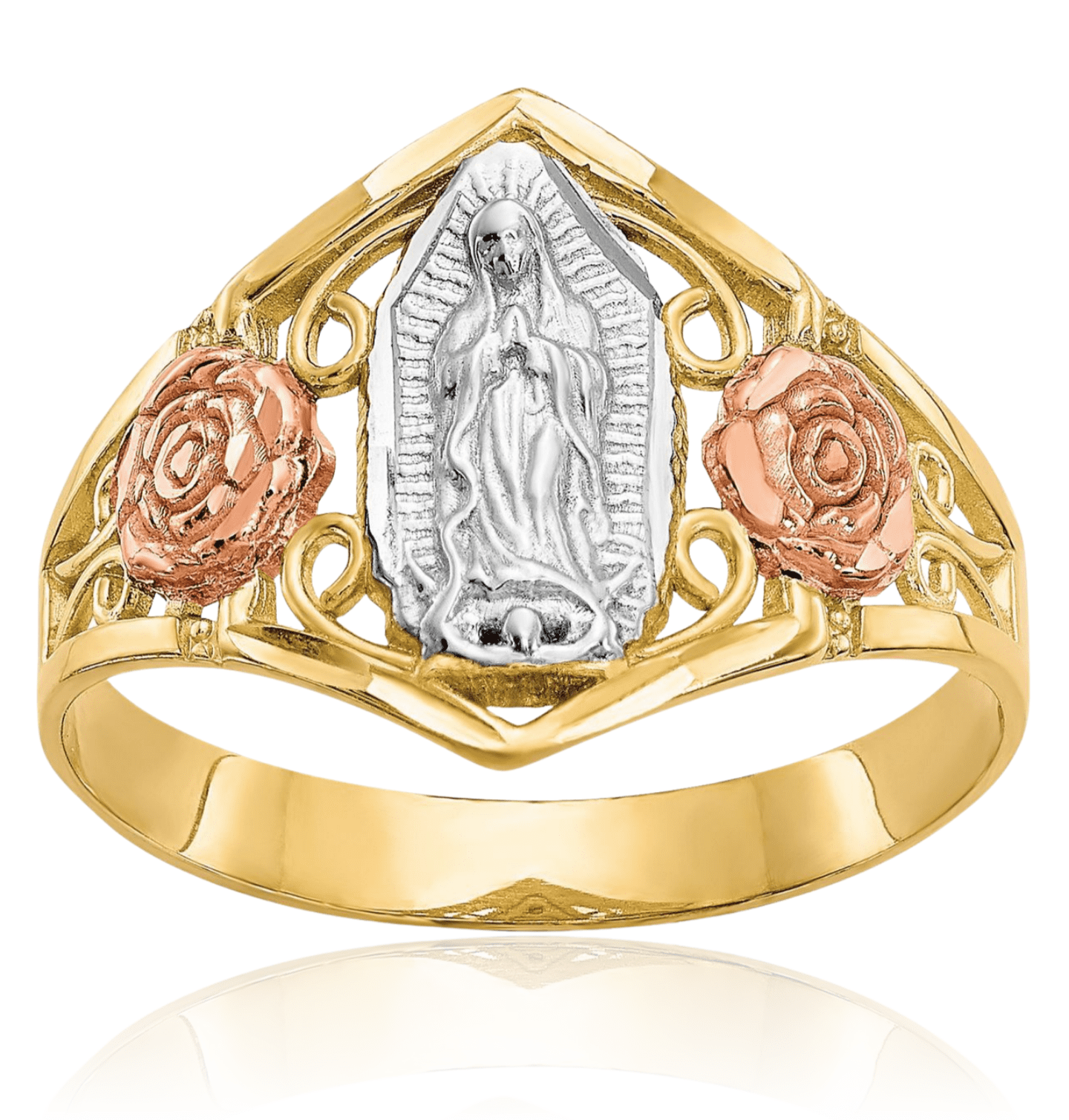 10K Solid Two Tone Gold Our Lady of Guadalupe Virgin Mary Virgencita ...