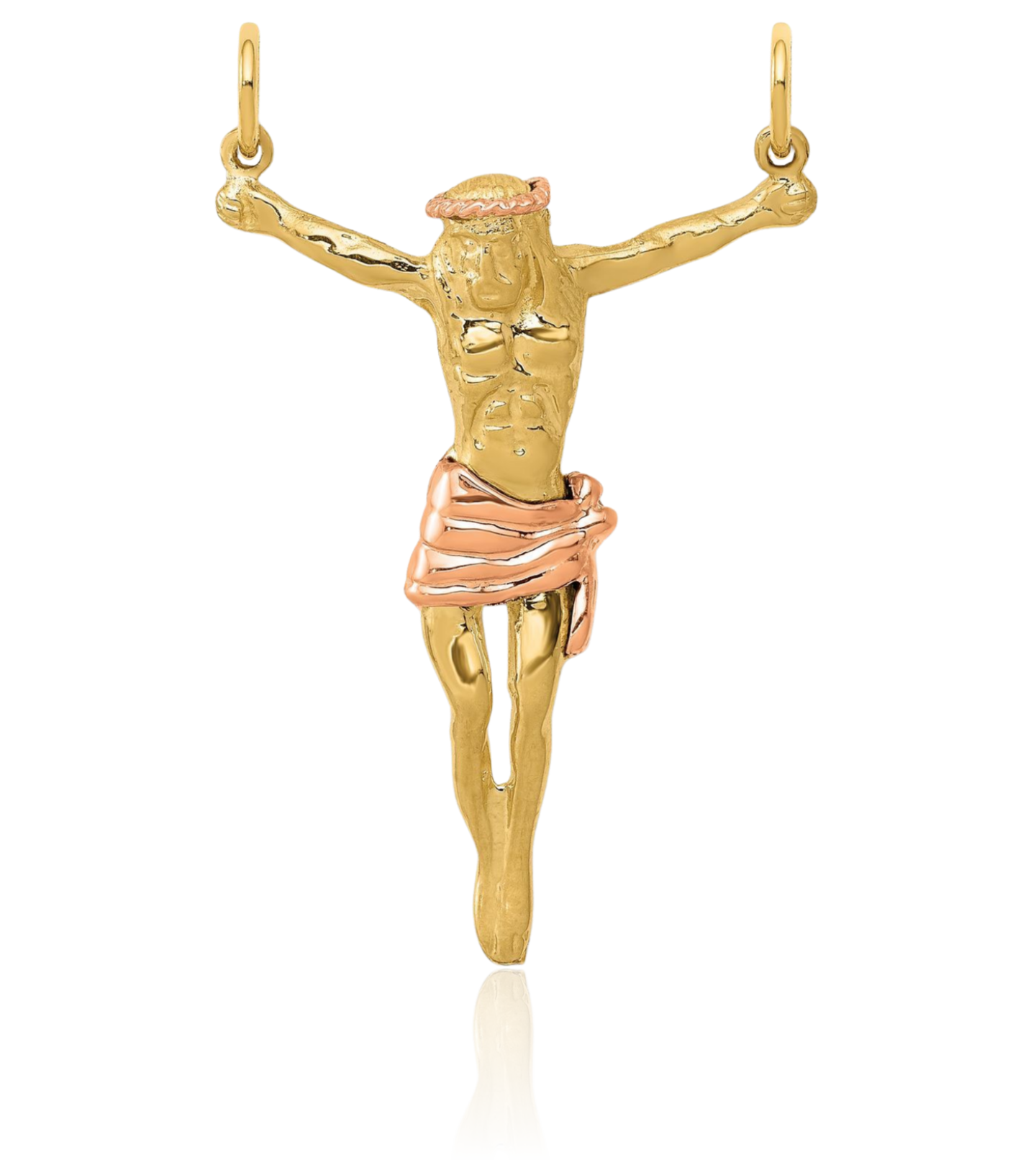 10K Solid Two Tone Gold Rose Corpus Jesus Christ Necklace Religious ...