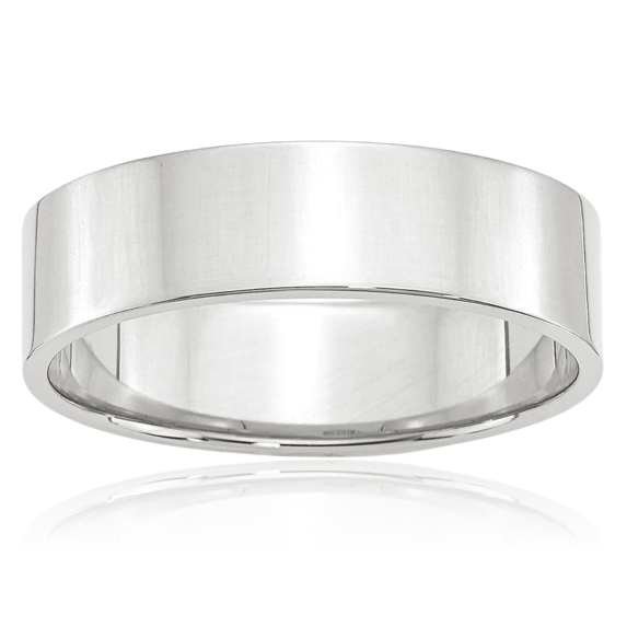 10K Solid White Gold 6mm Plain Classic Wedding Band Ring - Walmart.com
