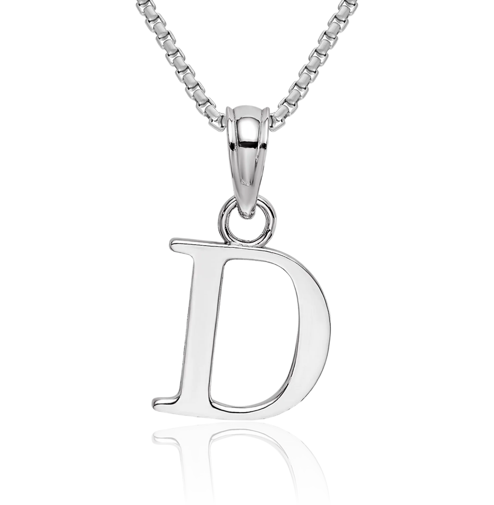 10K Solid White Gold Dainty Letter D Initial Name Monogram Necklace ...