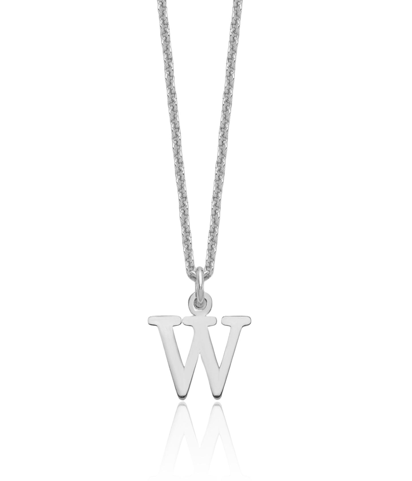 10K Solid White Gold Dainty Letter W Initial Name Monogram Chain ...
