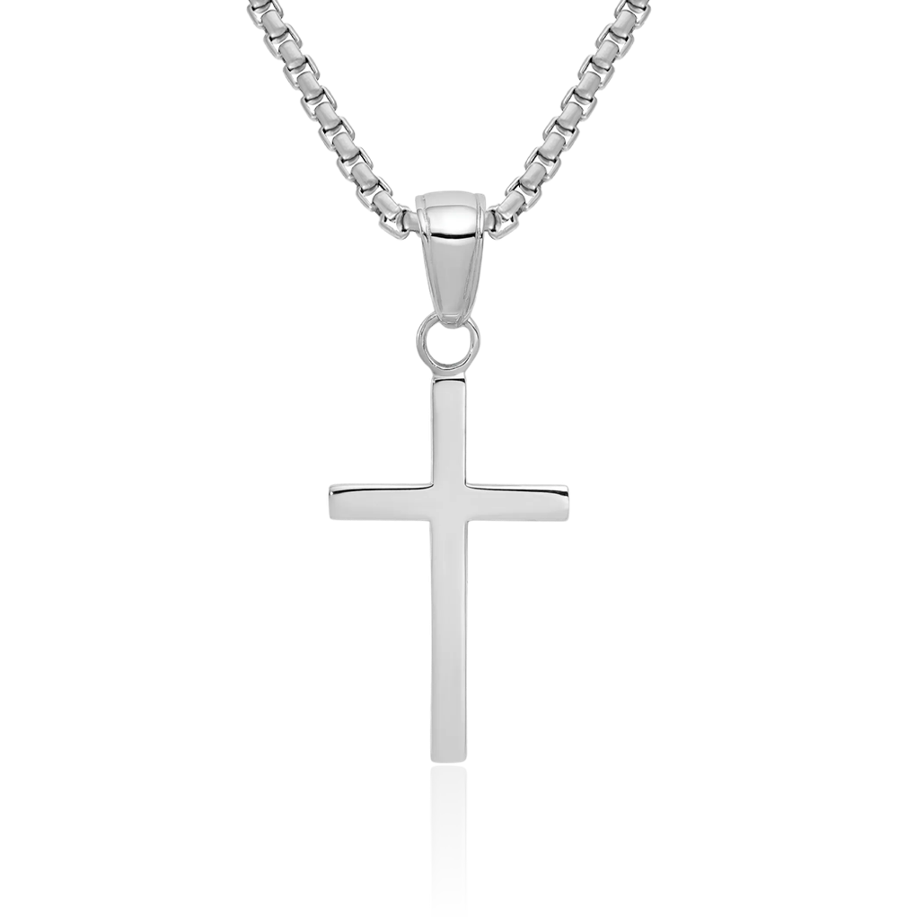 10K Solid White Gold Latin Mexican Holy Cross Necklace Religious Chain ...