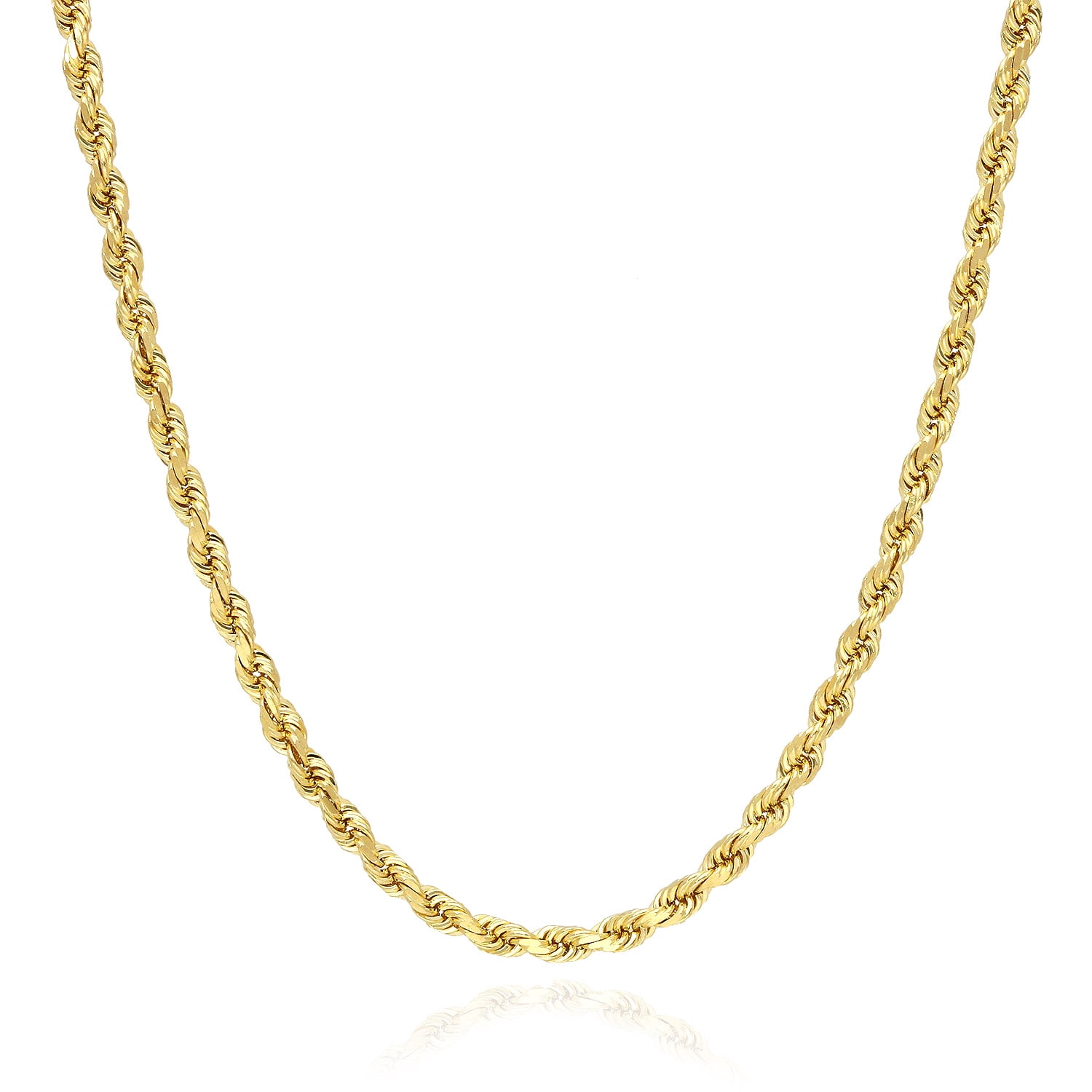 10K Solid Yellow 3.5mm Diamond Cut Rope Chain 18"-28" - Walmart.com