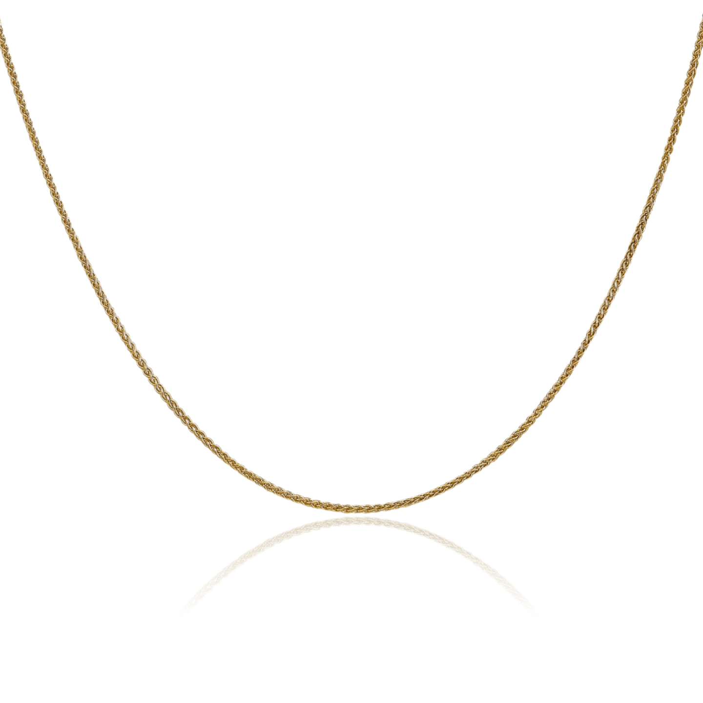 10K Solid Yellow Gold 1.25mm Spiga Wheat Link Chain Necklace - Walmart.com