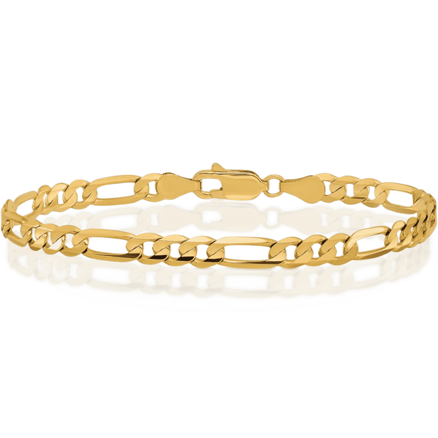 10K Solid Yellow Gold 4.5mm Concave Figaro Link Chain Anklet Summer ...