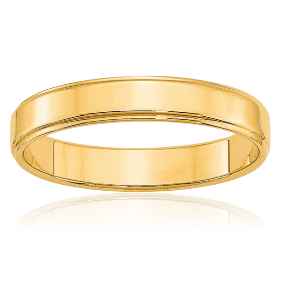 10K Solid Yellow Gold 4mm Step Edge Plain Classic Wedding Band Ring ...