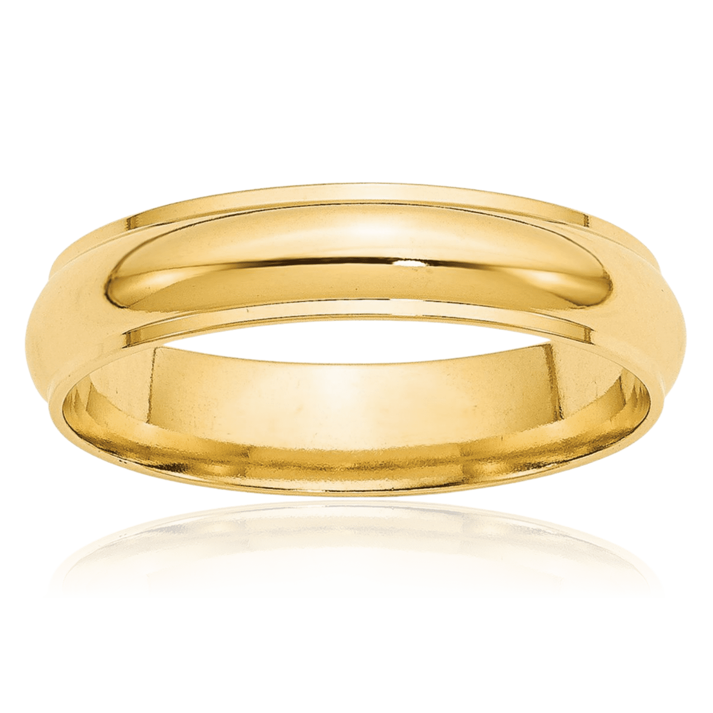 10K Solid Yellow Gold 5mm Half Round Edge Plain Classic Wedding Band ...