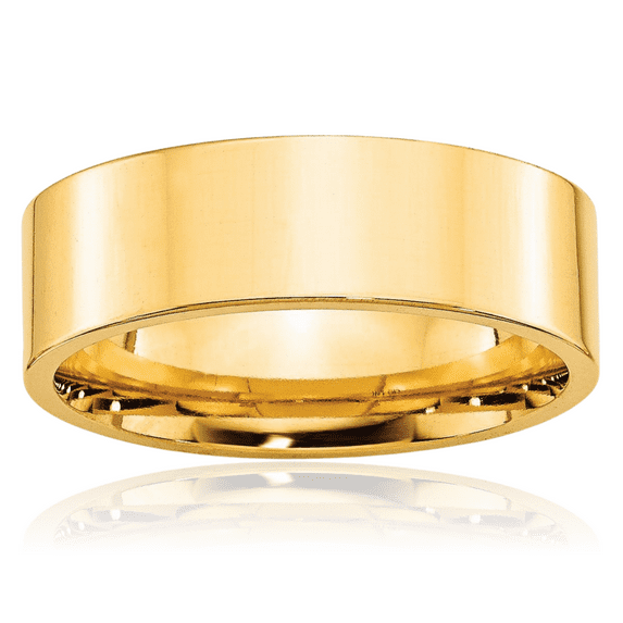 10K Solid Yellow Gold 7mm Comfort Fit Plain Classic Wedding Band Ring ...