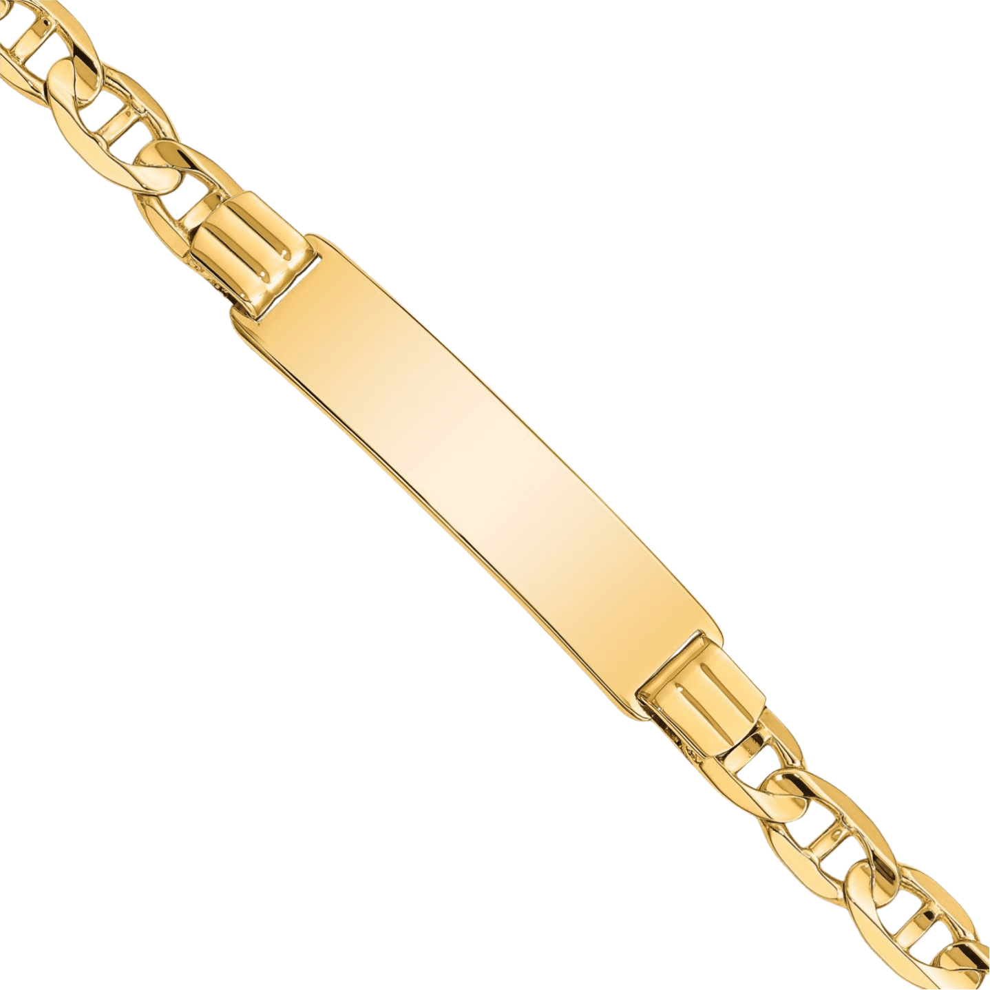 10K Solid Yellow Gold Anchor Mariner Link Name Bar Identification ID ...