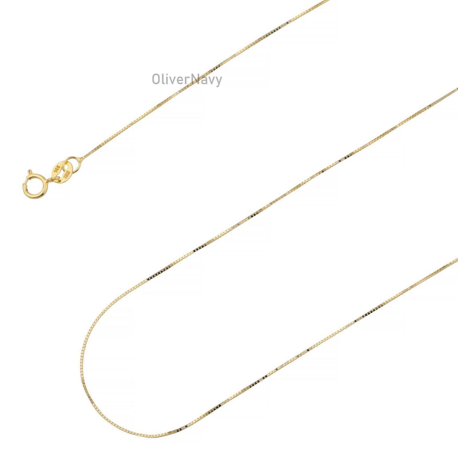 10K Solid Yellow Gold Box Chain Women 16'' 18'' 20'' 22'' 24' 26'' 30 ...