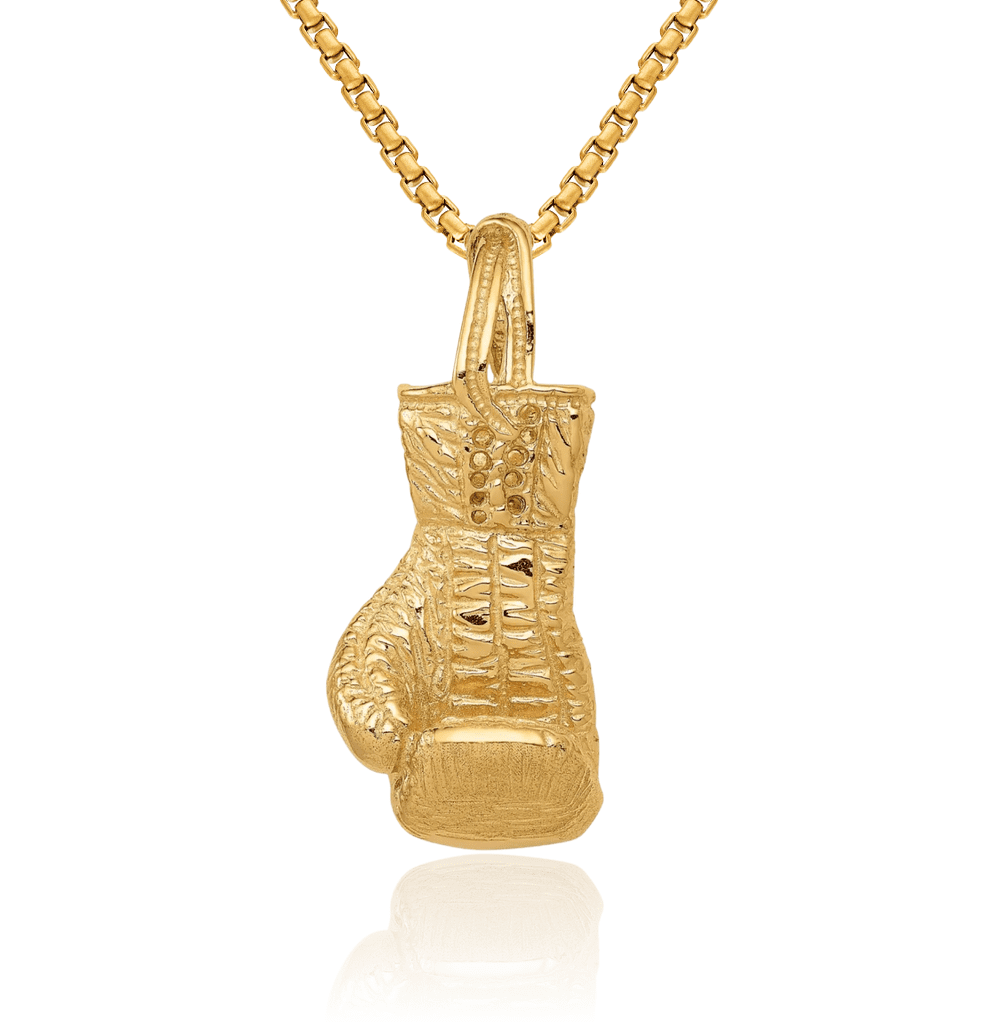 10K Solid Yellow Gold Boxing Glove Necklace Karate Charm Sports Pendant ...