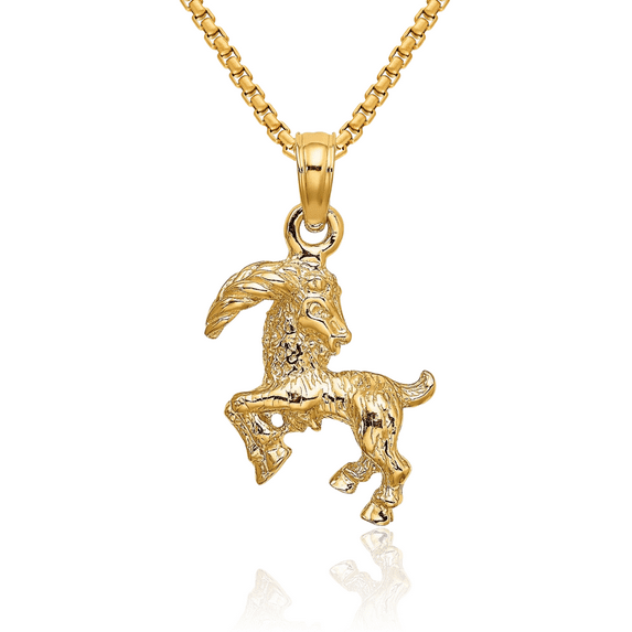 10K Solid Yellow Gold Capricorn Zodiac Necklace Virgin Horoscope ...