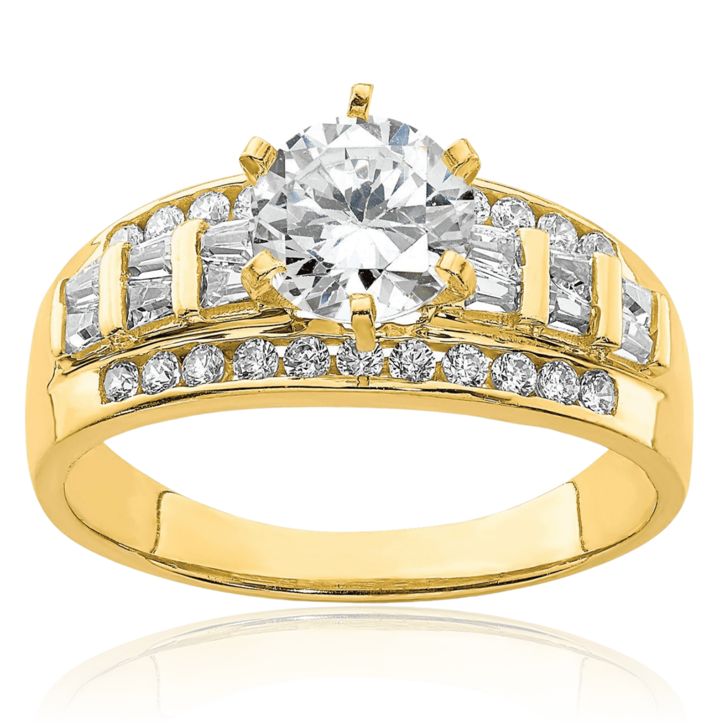 10K Solid Yellow Gold Cubic Zirconia CZ Engagement Ring - Walmart.com