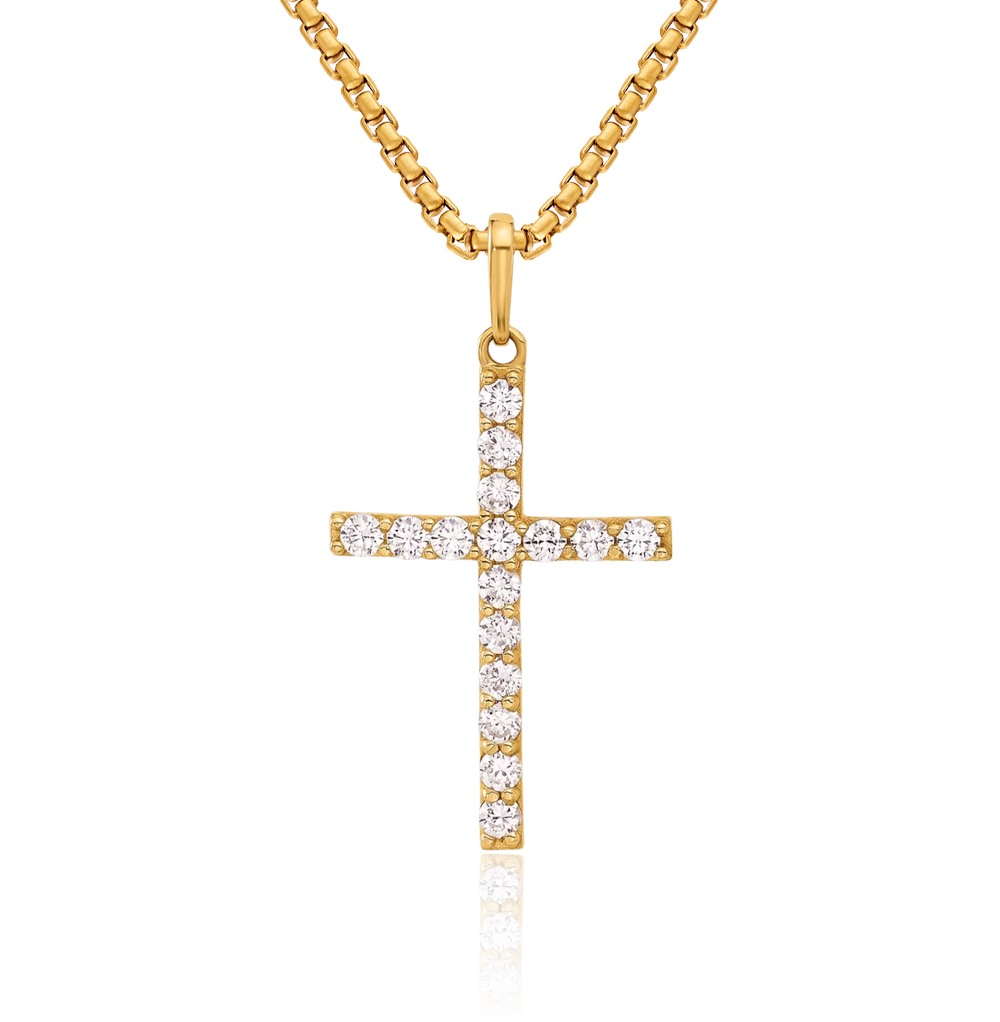 10K Solid Yellow Gold Cubic Zirconia CZ Latin Mexican Holy Cross ...
