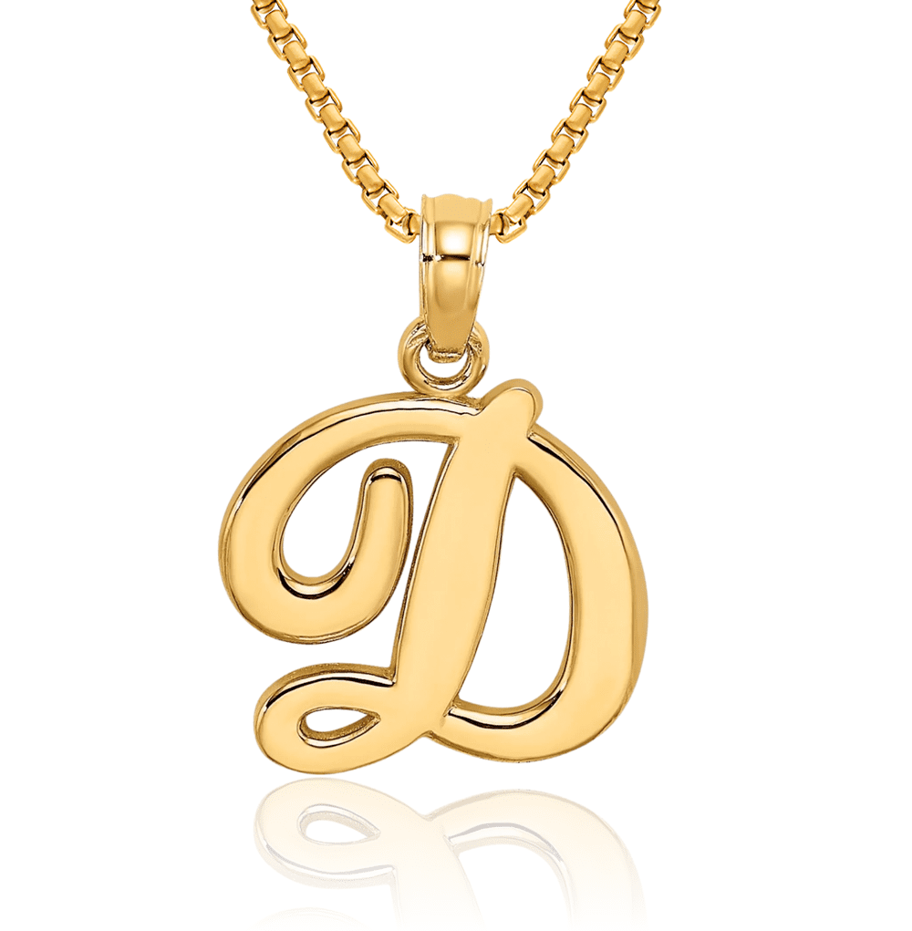 10K Solid Yellow Gold Dainty Letter D Initial Name Monogram Necklace ...
