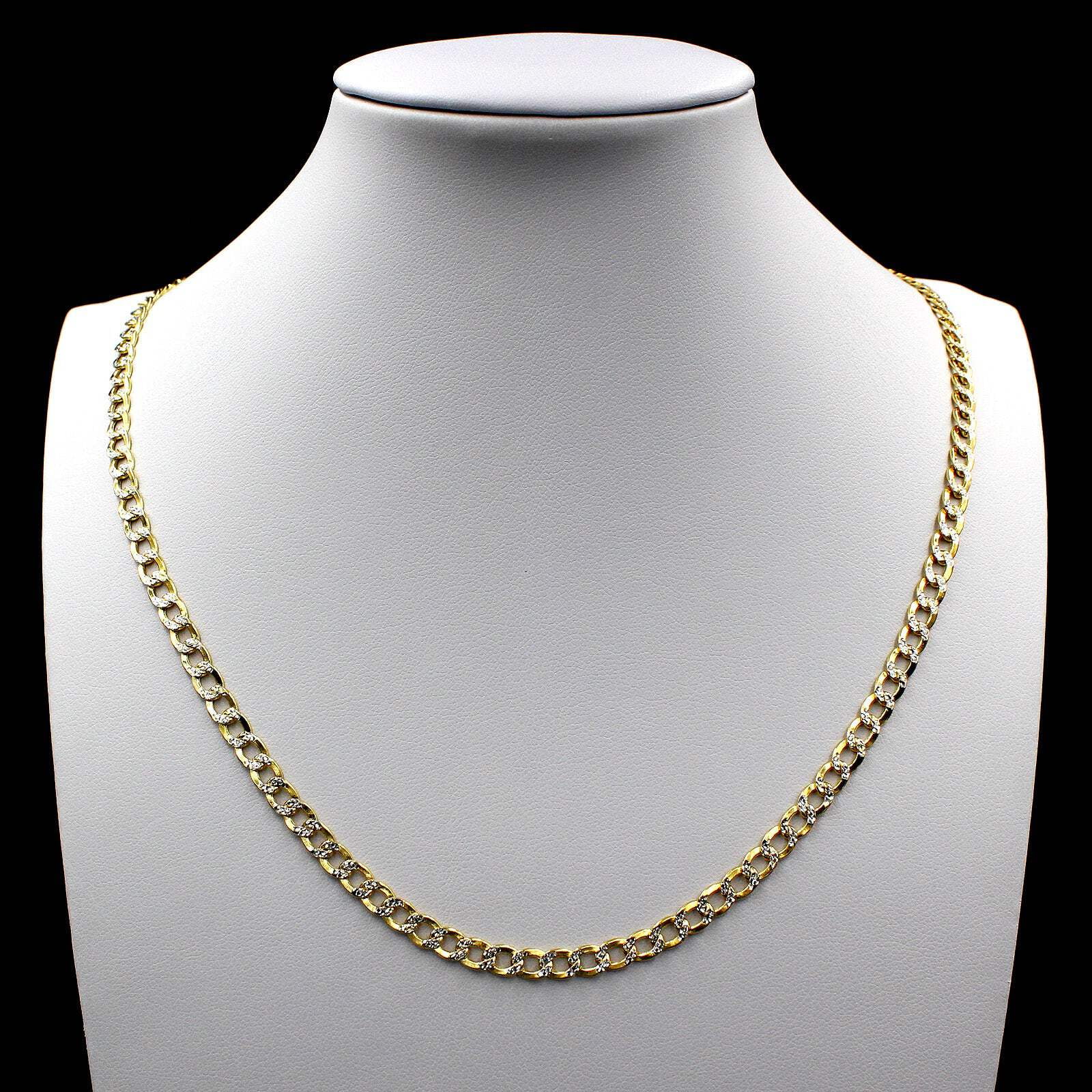 10K Solid Yellow Gold Diamond Cut Cuban Link Chain Necklace 2.5MM 16 ...
