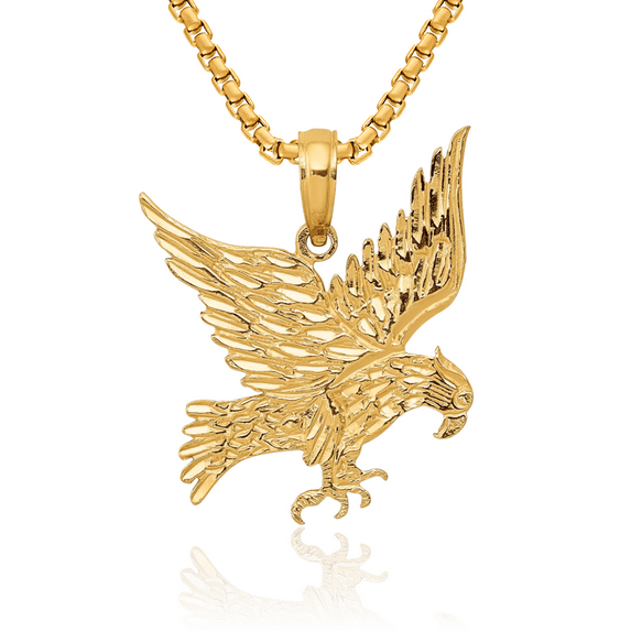 10K Solid Yellow Gold Eagle Symbol of Strength Freedom Hawk Bird ...