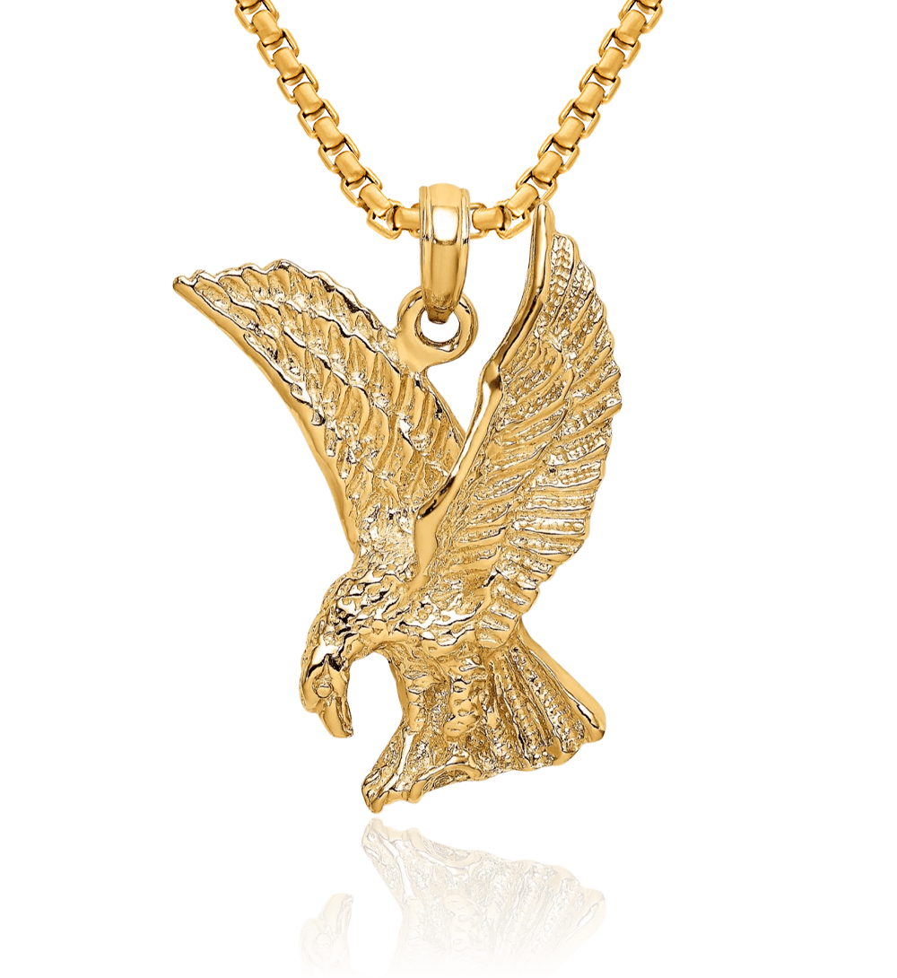 10K Solid Yellow Gold Eagle Symbol of Strength Freedom Hawk Bird Wings ...
