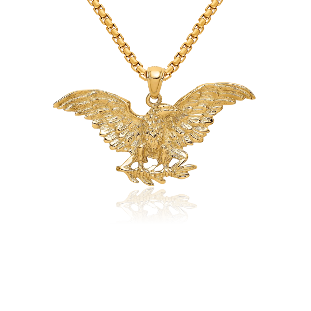 10K Solid Yellow Gold Eagle Symbol of Strength Freedom Hawk Bird Wings ...