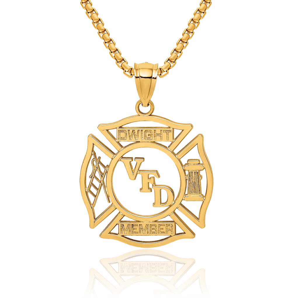 10K Solid Yellow Gold Fire Department FD Volunteer Vfd Dwight Member ...