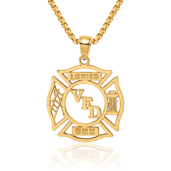 10K Solid Yellow Gold Fire Department FD Volunteer Vfd Ladies Fireman ...