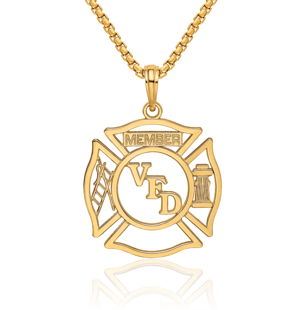 10K Solid Yellow Gold Fire Department FD Volunteer Vfd Member Fireman ...
