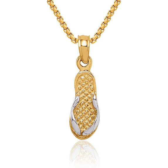 10K Solid Yellow Gold Hawaiian Flip Flop Necklace Beach Sandals Pendant ...