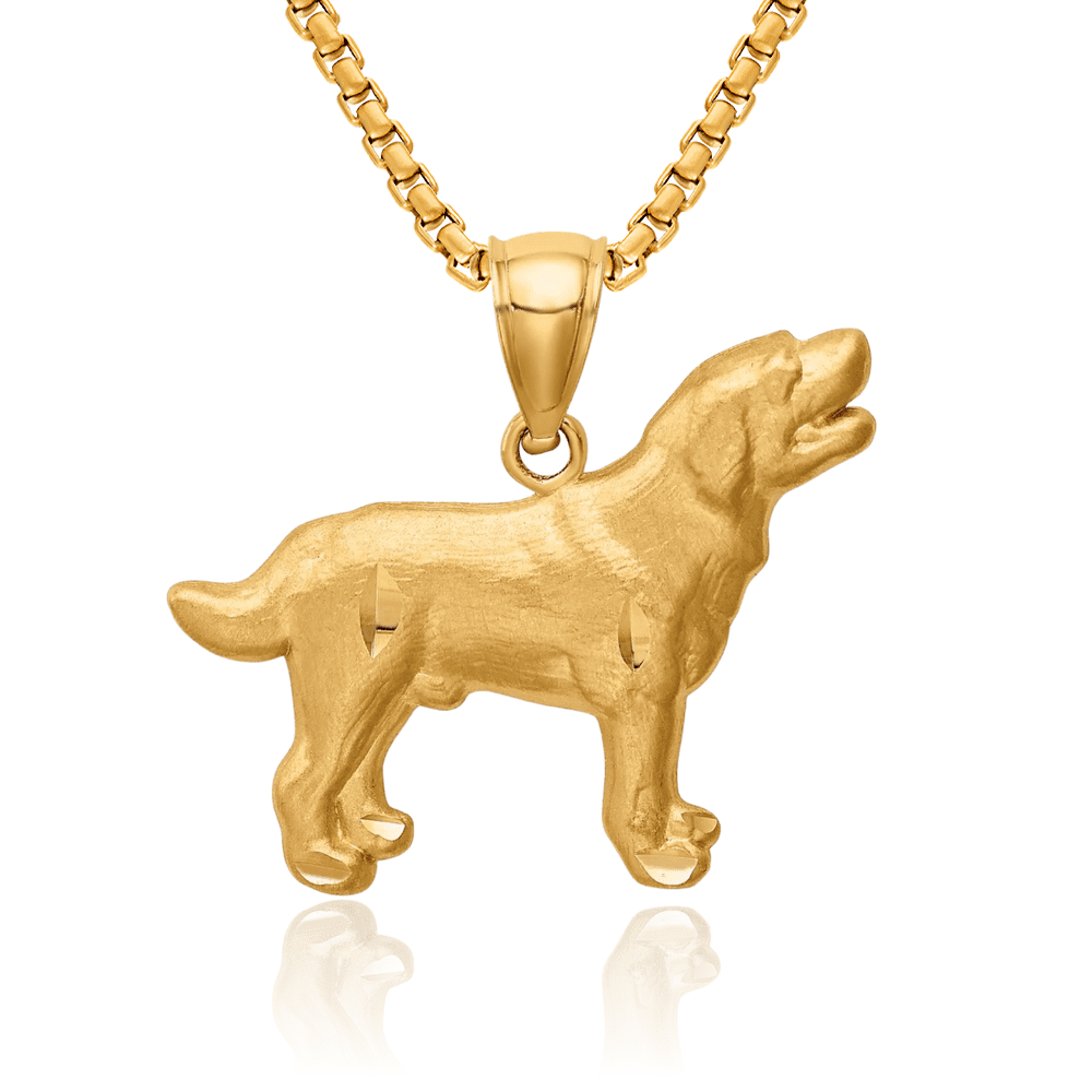 10K Solid Yellow Gold Labrador Retriever Necklace Chain Pendant Charm ...