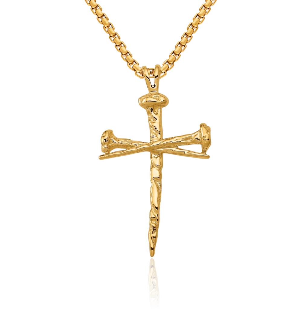 10K Solid Yellow Gold Latin Mexican Holy Cross Necklace Religious Chain ...