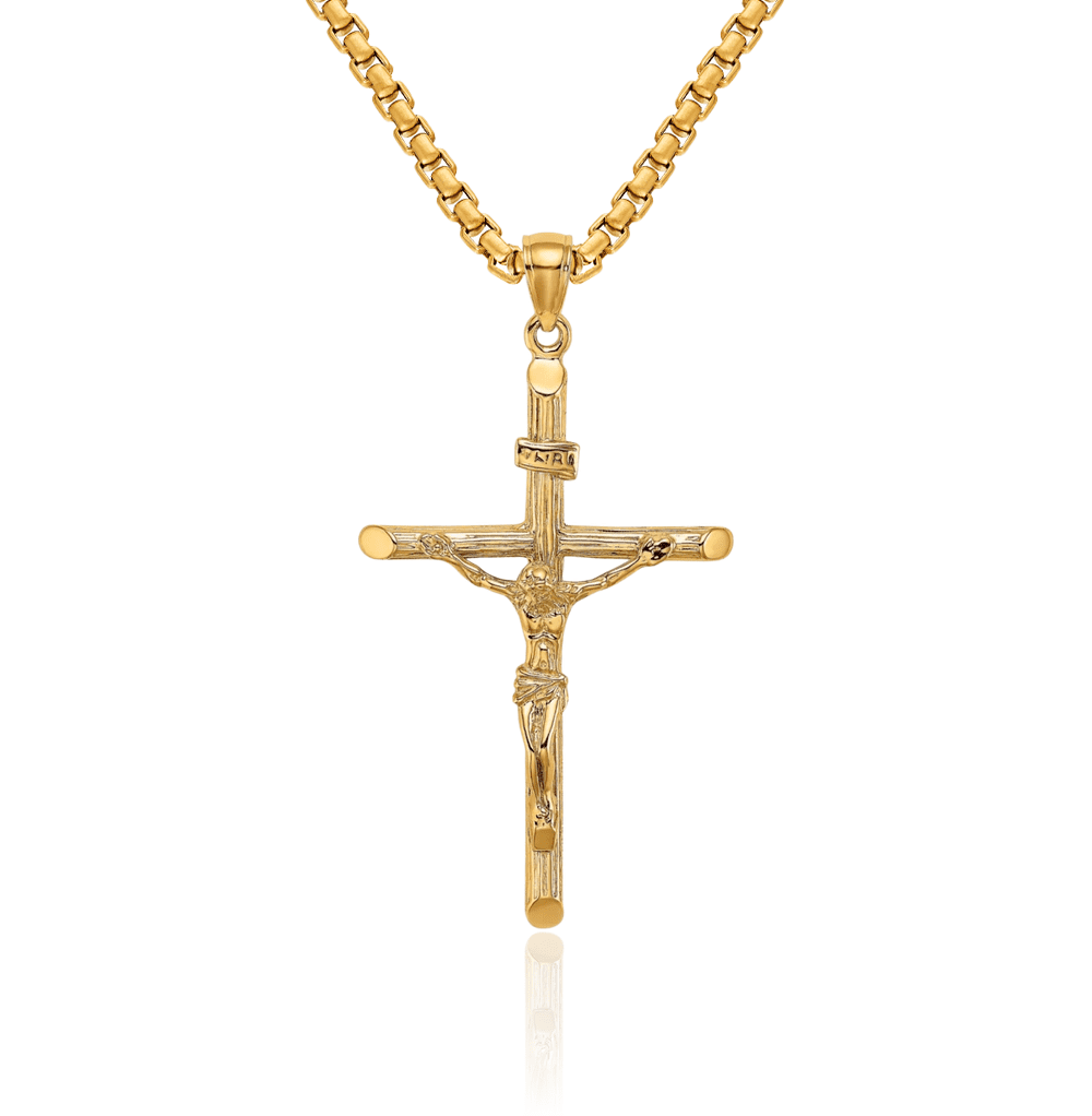 10K Solid Yellow Gold Lord Jesus Christ Crucifix Holy Cross Necklace ...