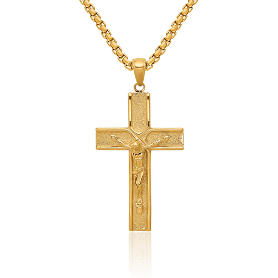 10K Solid Yellow Gold Lord Jesus Christ Crucifix Holy Cross Necklace ...