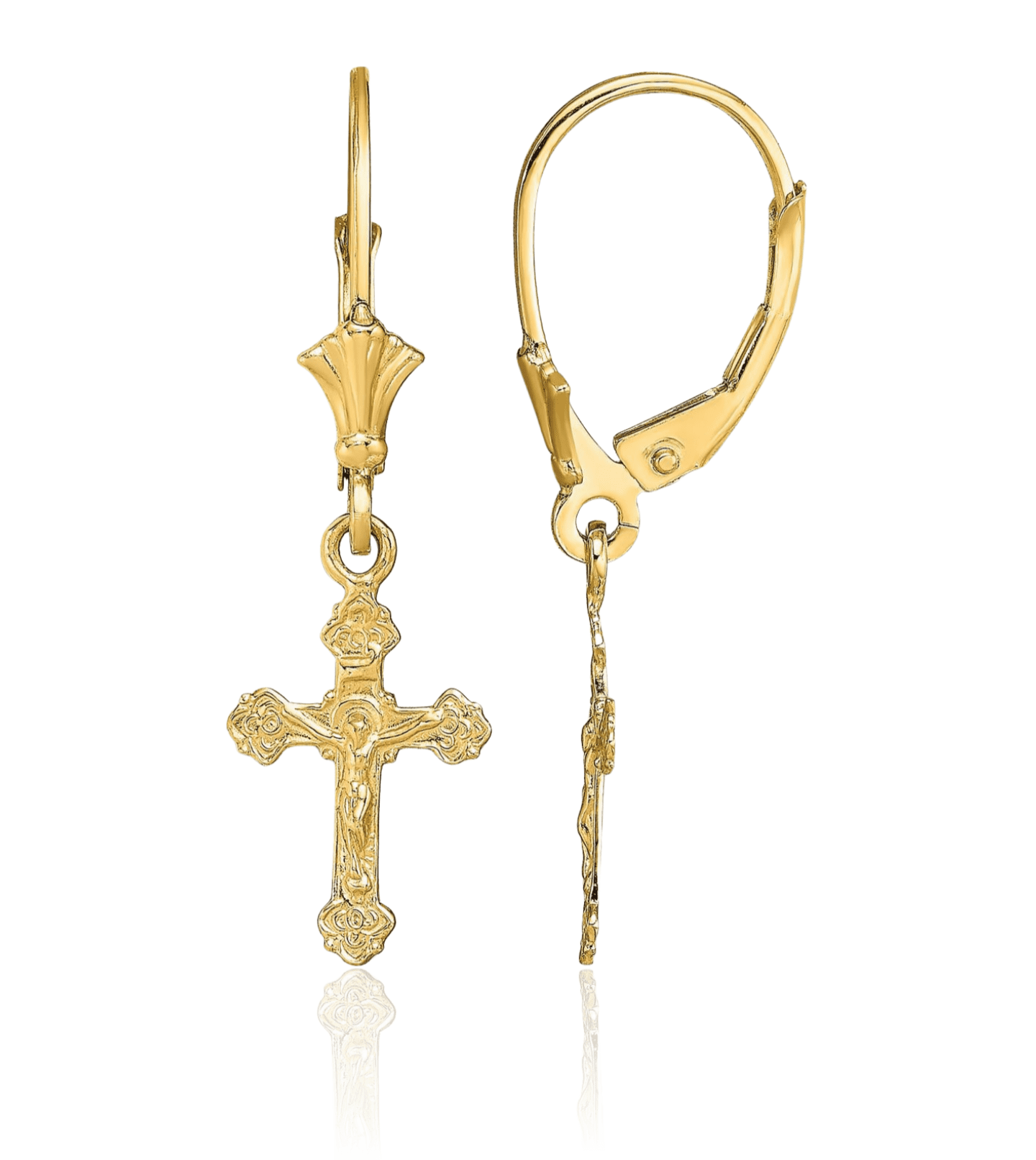 10K Solid Yellow Gold Lord Jesus Christ Crucifix Holy Hanging Cross ...