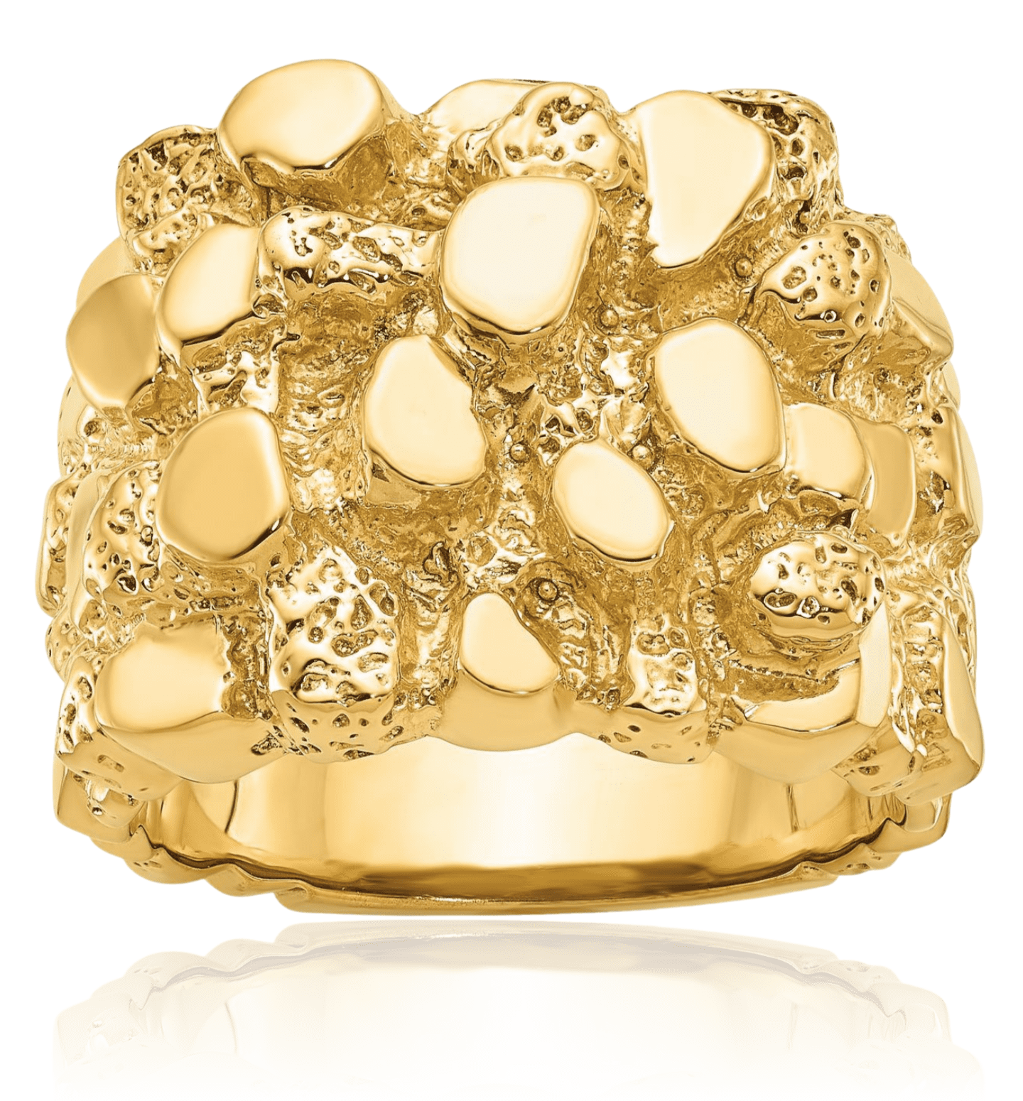 10K Solid Yellow Gold Mens Chunky Nugget Ring - Walmart.com