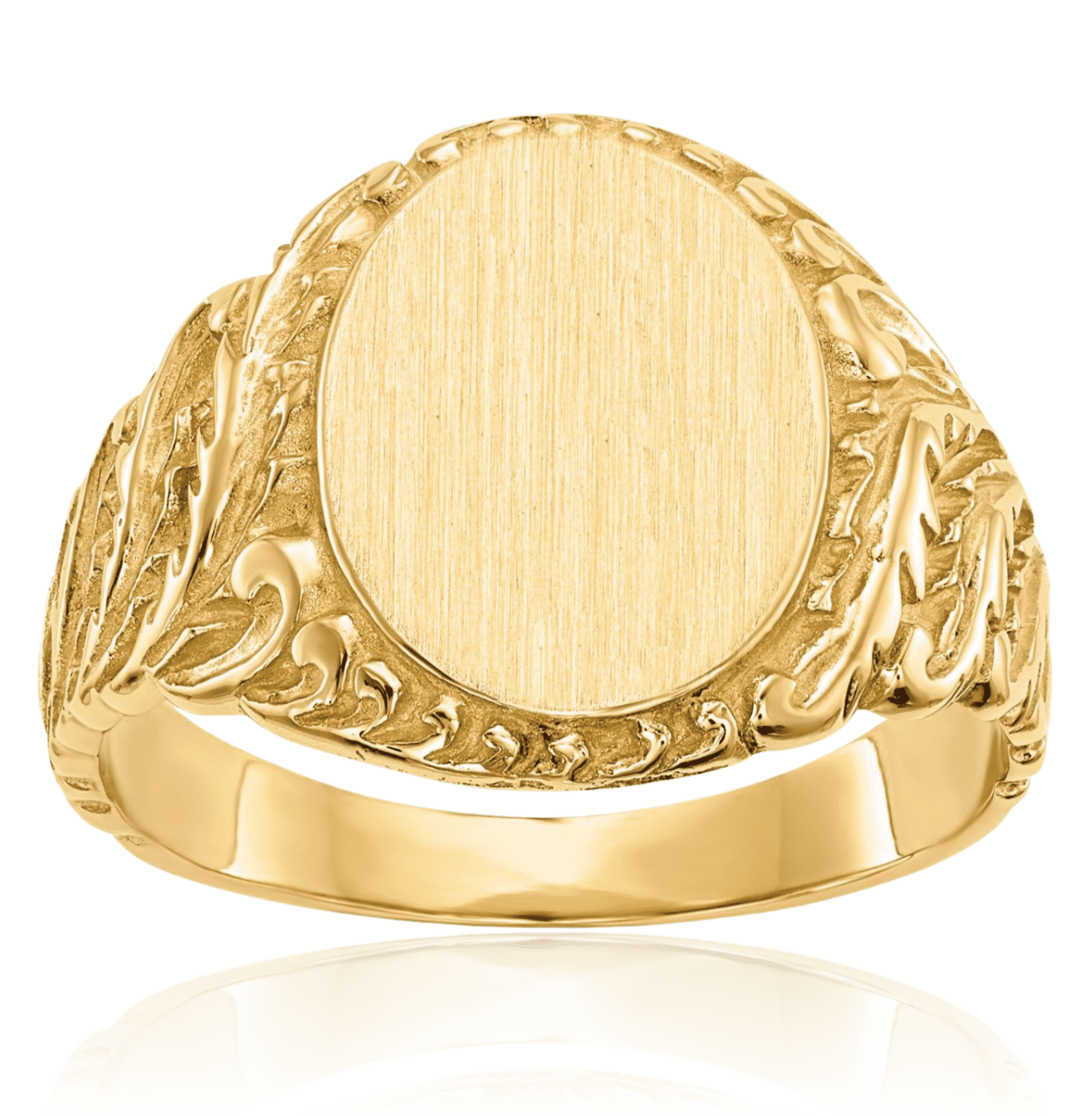 10K Solid Yellow Gold Mens Custom Engraved Signet Ring Handmade ...