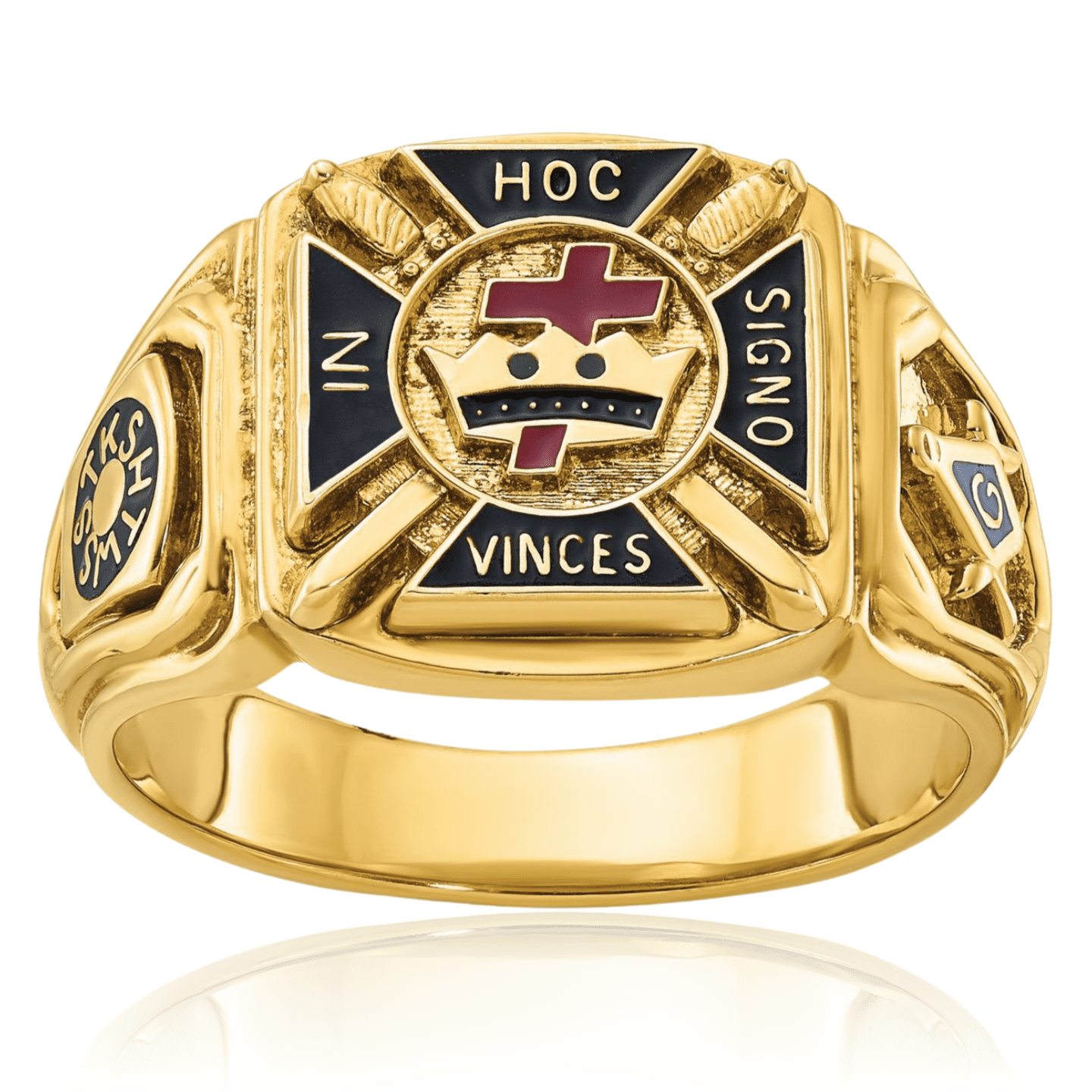 10K Solid Yellow Gold Mens Multi-color Knights Templar Master Mason ...