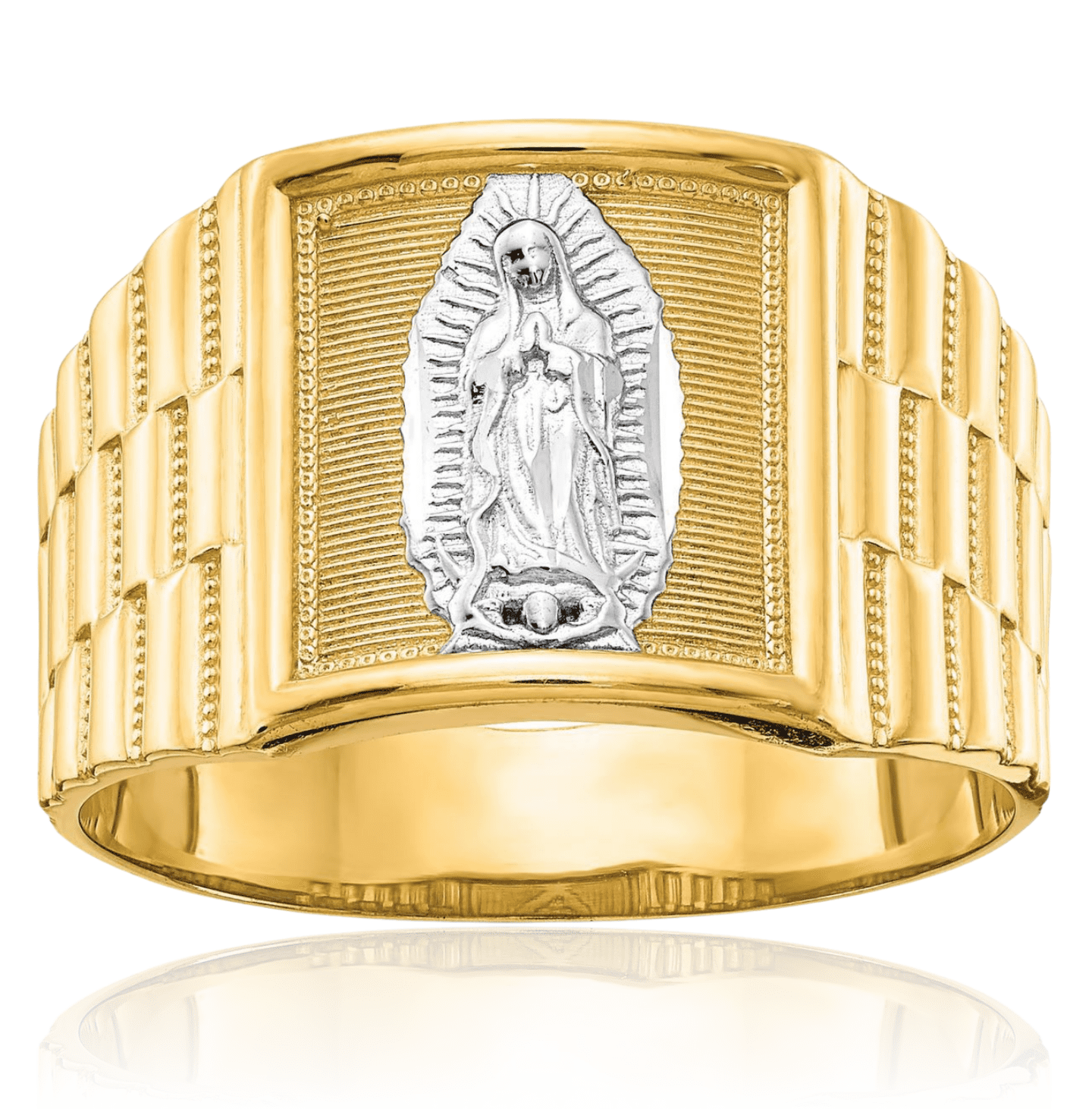 10K Solid Yellow Gold Mens Our Lady of Guadalupe Virgin Mary Virgencita ...