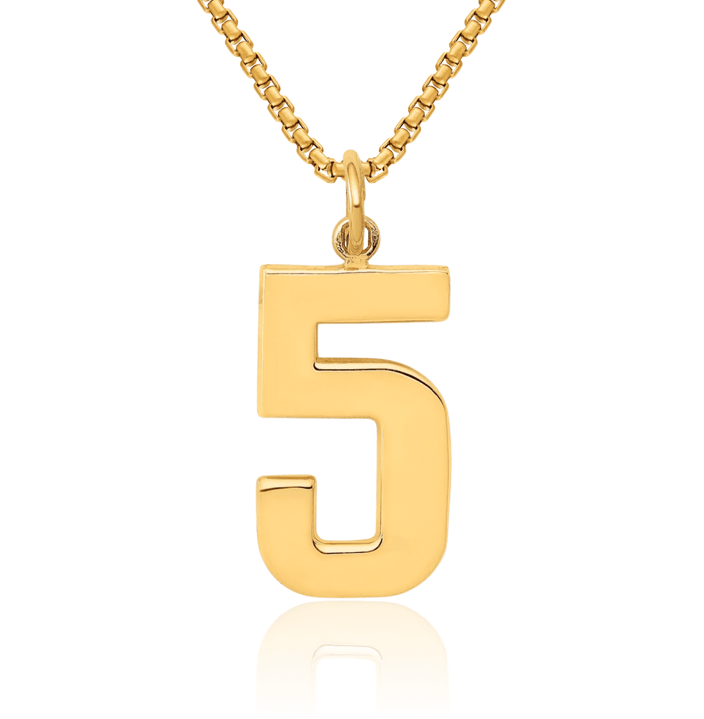 10K Solid Yellow Gold Number 5 Necklace Chain Pendant Charm - Walmart.com