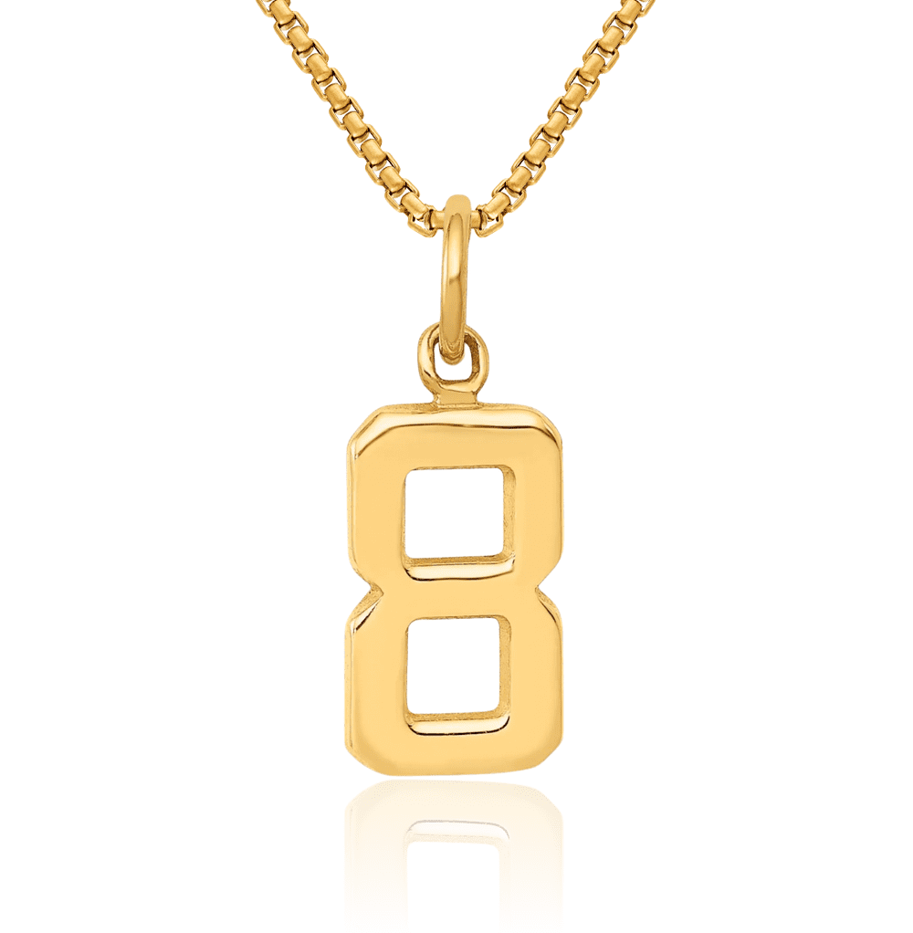 10K Solid Yellow Gold Number 8 Necklace Chain Pendant Charm - Walmart.com