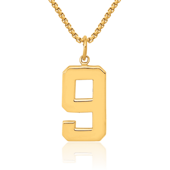 10K Solid Yellow Gold Number 9 Necklace Chain Pendant Charm - Walmart.com