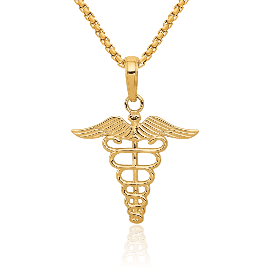 10K Solid Yellow Gold Nurse Caduceus Paramedic Emt Doctor Medical ...