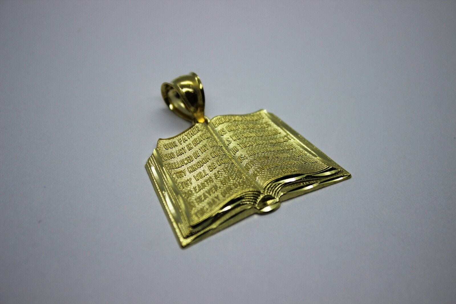 10K Solid Yellow Gold Open Bible Pendant - Walmart.com