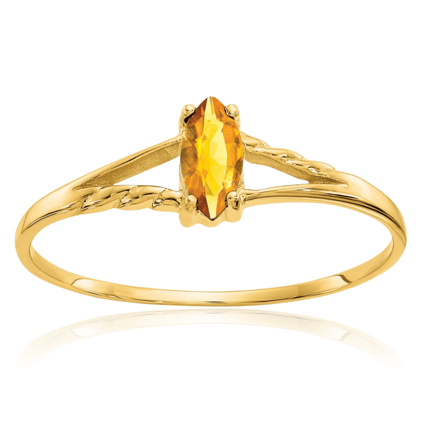 10K Solid Yellow Gold Orange Citrine Ring Gemstone Band November ...