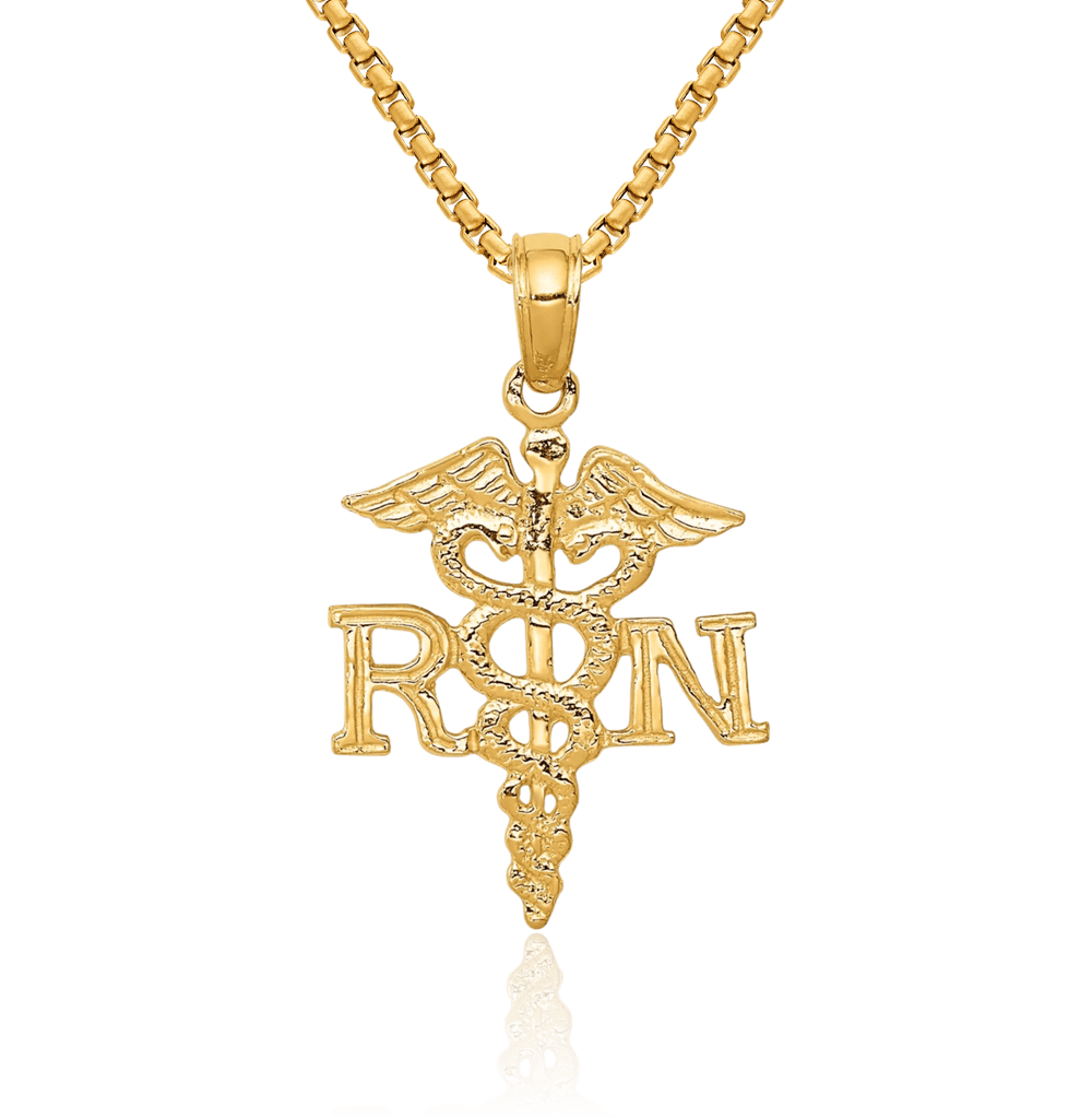 10K Solid Yellow Gold Rn Nurse Caduceus Paramedic Emt Doctor Medical ...
